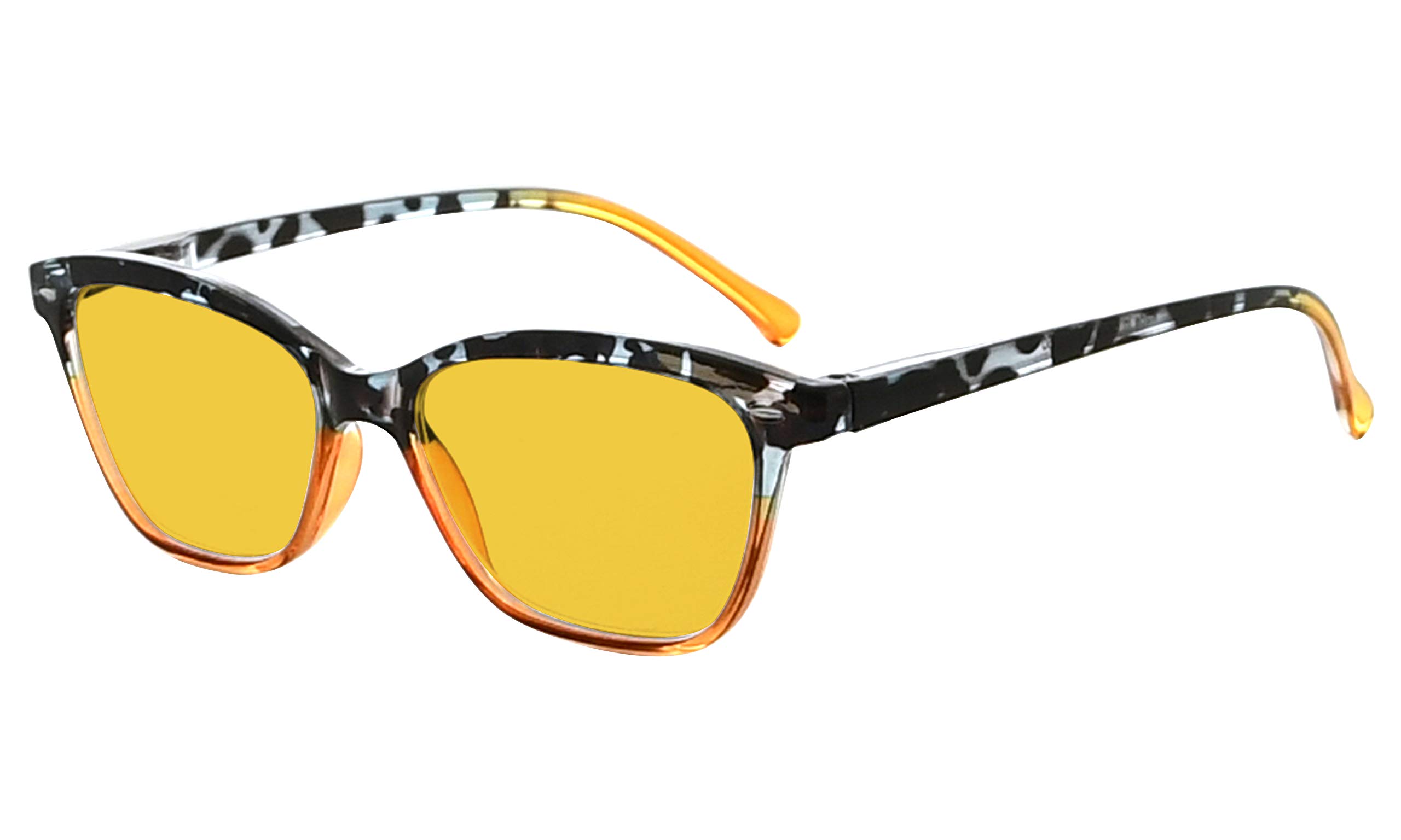 Eyekepper Blue Light Blocking Reading Glasses for Women Reading Computer Anti UV Rays Readers Amber Tinted Yellow Filter - Brown +2.50