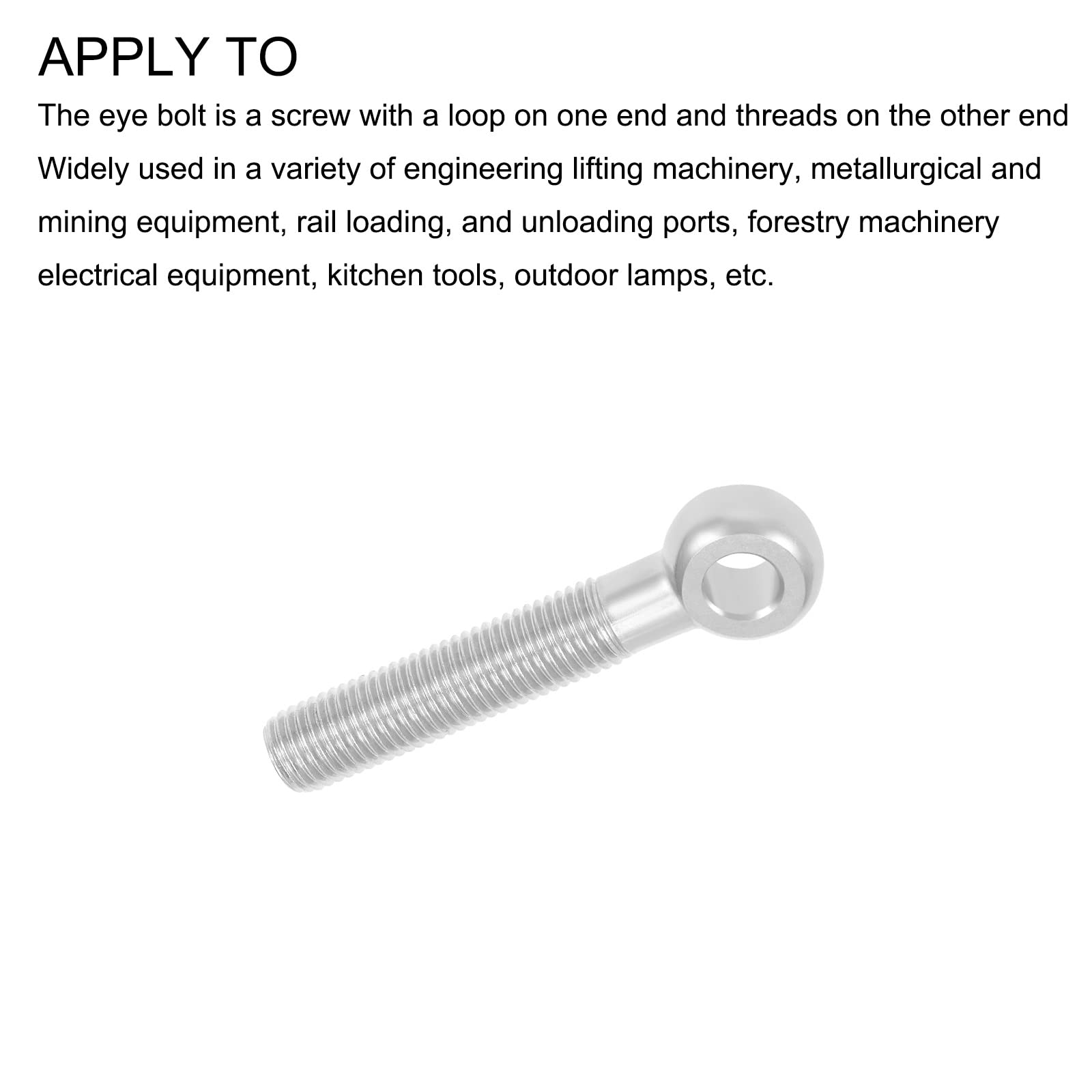 METALLIXITY Shoulder Swing Lifting Bolt (M16x110mm) 1Pcs, 304 Stainless Steel Eye Bolts - for Home Renovation, Pipeline Gate Valves Fasteners, Silver