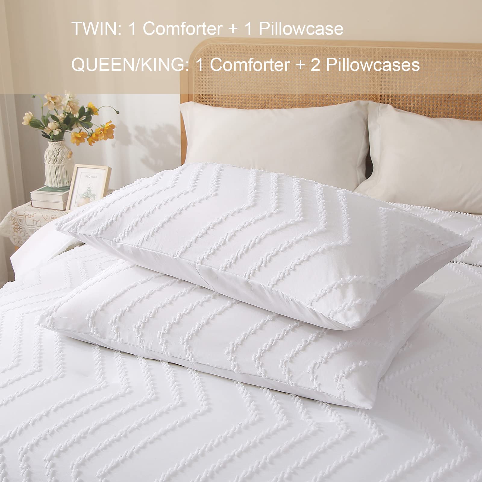 FLYMME Light Pink Comforter Set King 3 Pieces, Soft Lightweight Pom Pom Microfiber Bedding Sets for All Season, Boho Shabby Chic Pink King Size Comforter Sets for Girls, 90'' x 104''