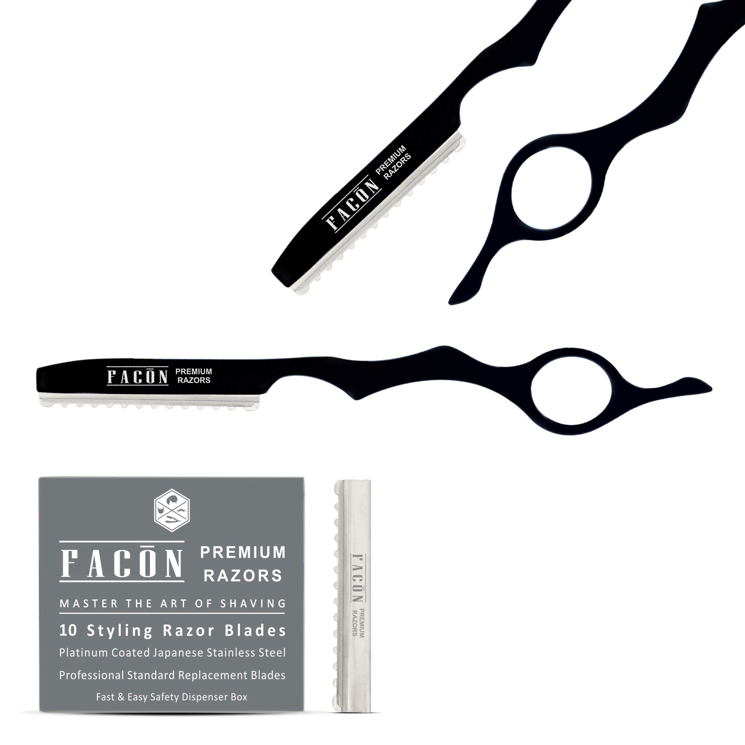 Facón Professional Hair Styling Thinning Texturizing Cutting Faether Razor + 10 Replacement Blades