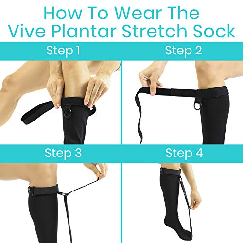 Vive Plantar Fasciitis Stretch Sock - Non Slip Calf Night Relief for Heel, High Arch Pain - Achilles Tendonitis Therapy Foot Support Sleeve Stretcher - Compression Sleeve - Men, Women (L/XL)
