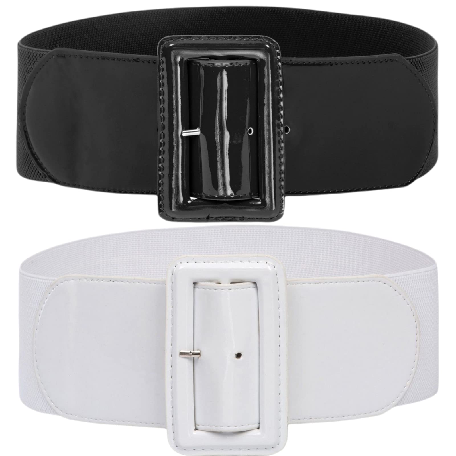 Hanna Nikole 2Pack Women Stretchy Vintage Belt for Dresses Elastic Wide Waist Belt S