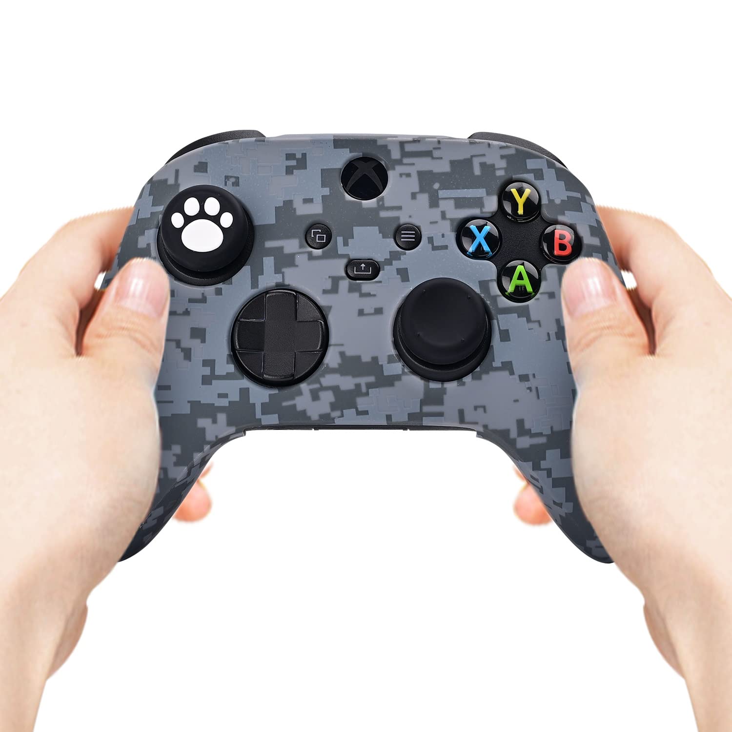 G-STORY 2PCS Camo Silicone Cover Skin for Xbox Series X Series S Controller, Anti-Alip Soft Rubber Case Protector for Xbox Series X Series S Controller with 8 Black Thumb Grip Caps