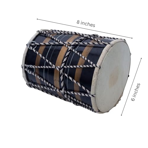Handmade Wooden & Leather Classical Indian Folk Tabla Drum Set Hand Percussion Drums World Musical Instruments Punjabi Dhol Dholak Dholki 8 x 6 Inches Fun Birthday Housewarming Gift Ideas
