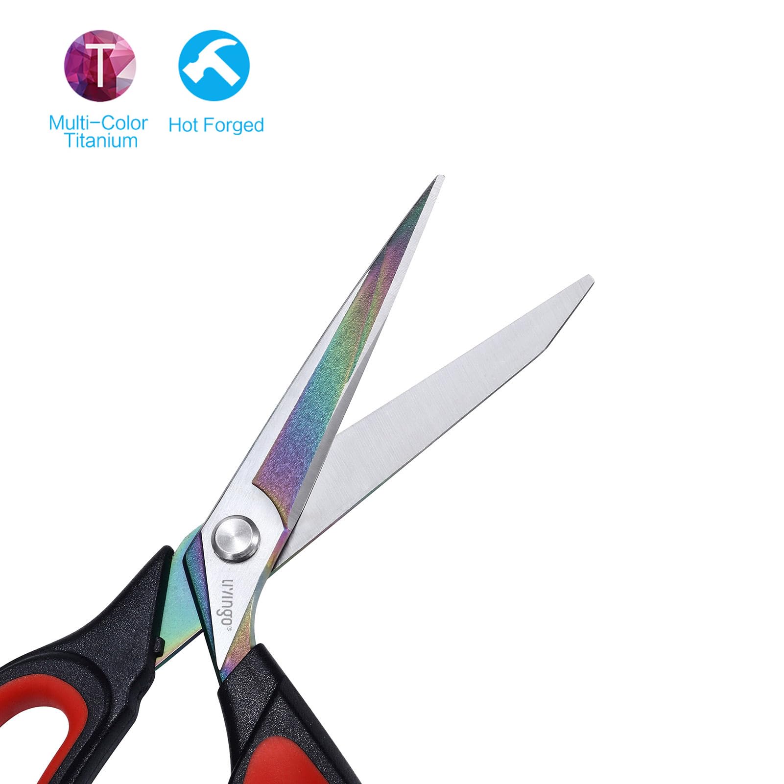 LIVINGO Fabric Scissors Heavy Duty - 9.5 Inches Professional Titanium Coated Forged Stainless Steel Sharp Bent Shears for Sewing Crafting Cutting Cloth, Felt, Leather, Paper
