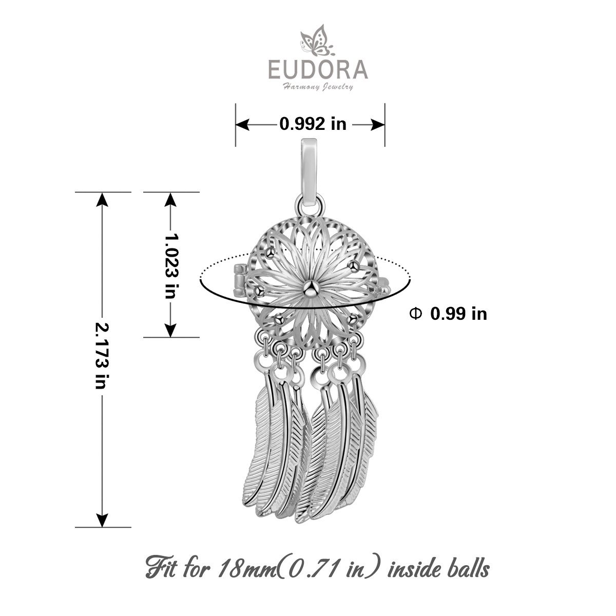 EUDORA Harmony Bola Musical Maternity Ball Baby Wings Chain Necklace Wishing Prayer Bell Locket Dodger Blue