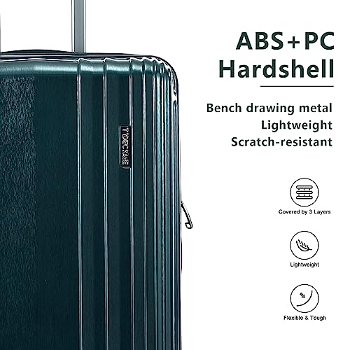 TydeCkare Luggage Set 2 Piece 20/28, 20" Carry-on with Front Pocket & 28" Expandable Luggage, ABS+PC Suitcase with Spinner Wheels, TSA Lock, YKK, Dark Green