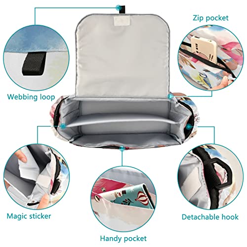 Kigai Ink Bird Baby Stroller Organizer with Cup Holders, Secure Hooks Accessories Adjustable Strap Stroller Bag for Bottle, Diaper, Phone, Toys, Baby Items