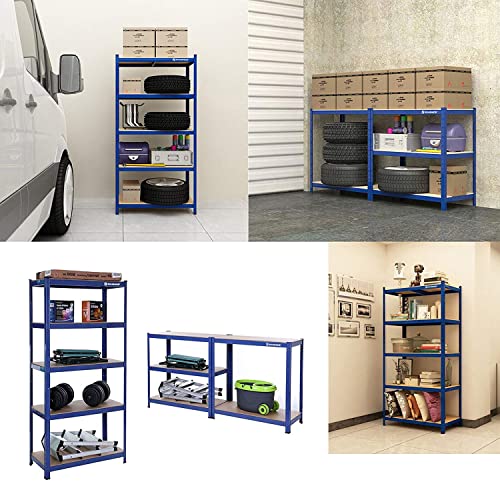 Metal Shelving Unit Adjustable Garage Storage Utility Rack Heavy Duty Shelves Organization Multipurpose Shelf Warehouse Basement Kitchen Living Room, 5-Tier, 11" D×28" W×59" H, 1 Pack