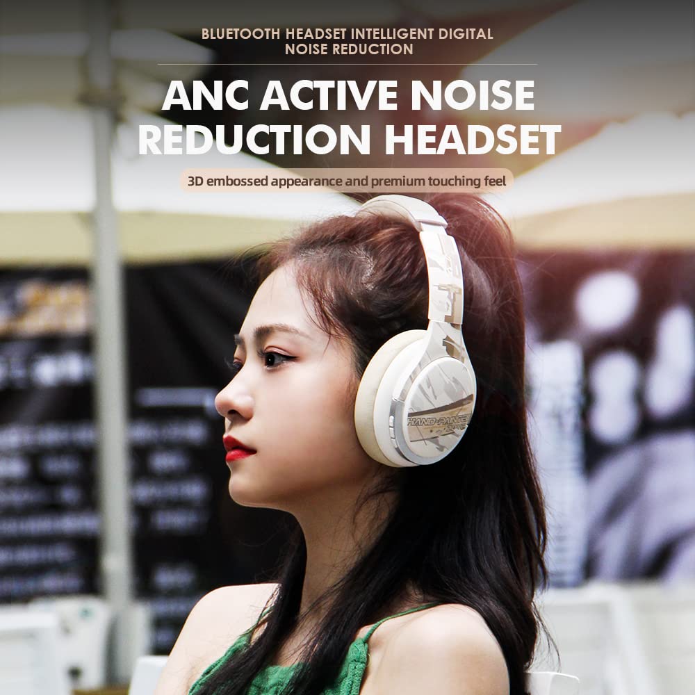 Greshare Wireless Headphone,Active Noise Canceling Headphones with Microphone Deep Bass Bluetooth Gaming Over-Ear Headset for Cellphone PC ipad Tablet Laptop. (Black & Gold)
