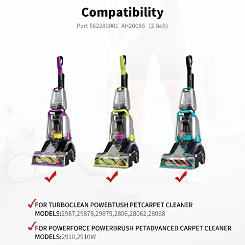 MEROM Vacuum Replacement Belts for Bissell Model 2910, 2190W, 2987, 2806, 28062, 28068, 29878, 29879, Fit PowerForce/TurboClean PowerBrush Pet Carpet Cleaner (2 Pack)