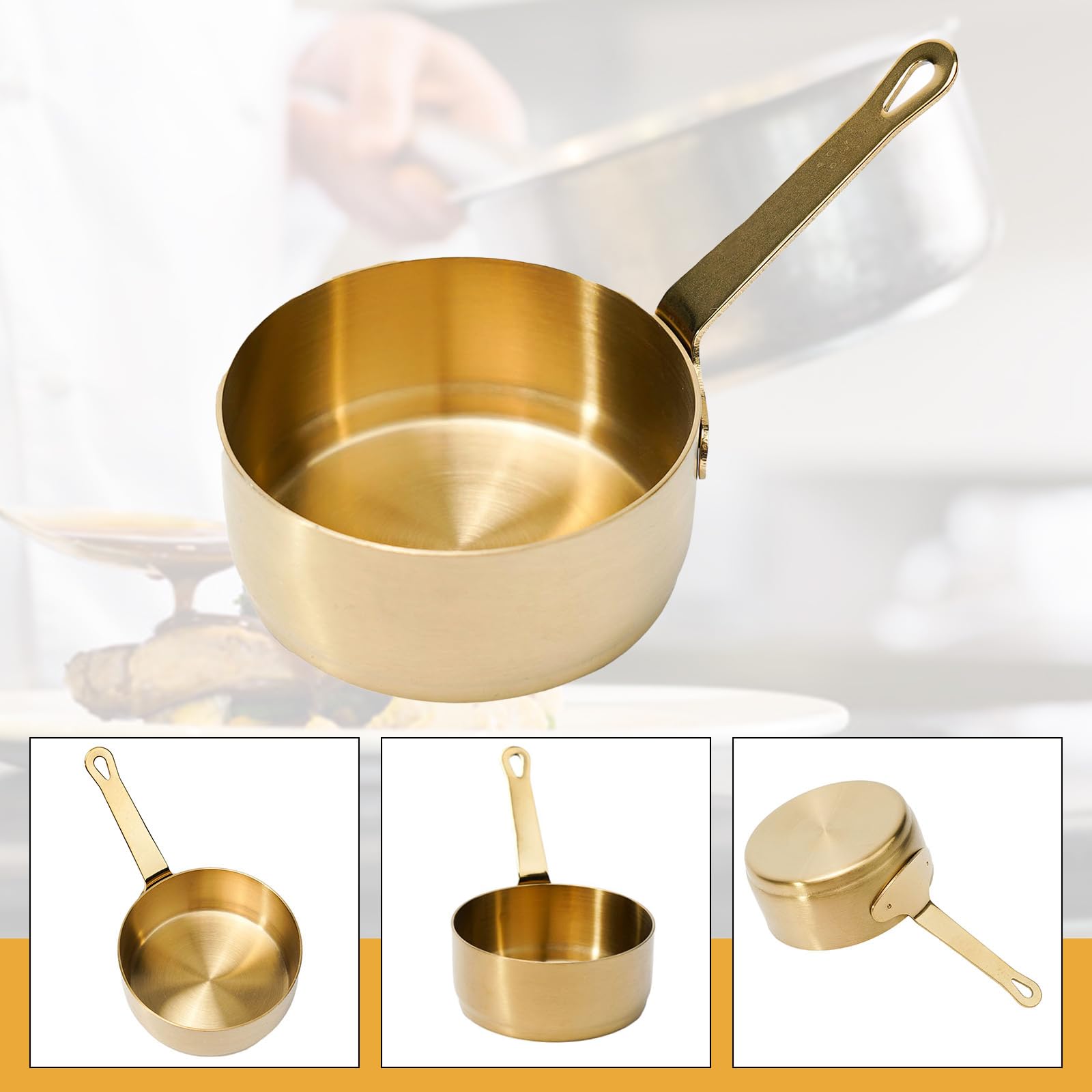 Mini Sauce Pan, Stainless Steel Sauce Pan Chocolate Melting Pot Mini Butter Coffee Milk Warmer Pot for Coffee Tea Soup Warming(Silver(60ML))