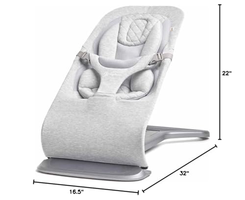 Ergobaby Evolve 3-in-1 Bouncer, Adjustable Multi Position Baby Bouncer Seat, Fits Newborn to Toddler, Light Grey