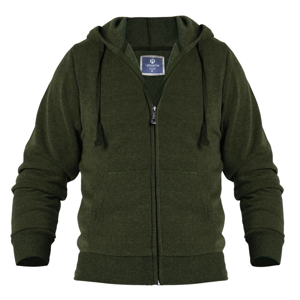 Gary Com Fleece Hoodies for Men Zipper Lightweight Spring Long Sleeve Active Mens Jackets Sports Full Zip Sweatshirts Military Green