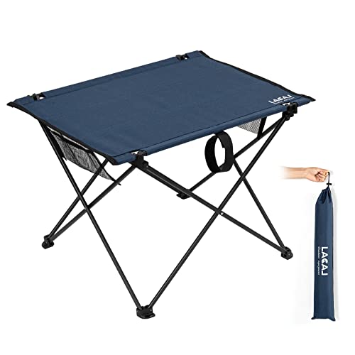 G2 GO2GETHER Lightweight Camping Folding Table, Durable Aluminum Frame, Oxford Cloth Tabletop, Compact Storage Size, with Unti-slip Foot Cover, Side Pocket and Carrying Bag (Navy)