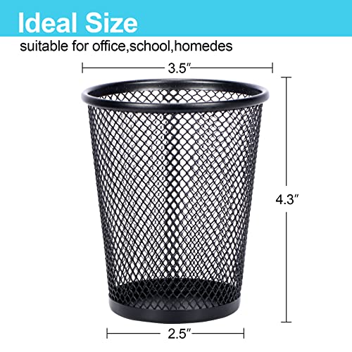 Mesh Pen Holder 4 Pcs for Desk Cute Black Pencil Holder for Desk Accessories and Organizer for Office Home and School Desks - Table Top Cute Desk Accessory