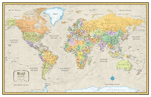 RMC 32" x 50" Classic United States USA and World Wall Map Set (Classic Edition)