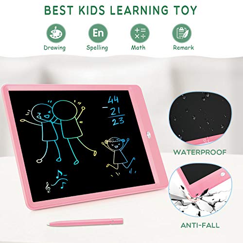 TEKFUN LCD Writing Tablet Doodle Board, 10inch Colorful Drawing Tablet Writing Pad, Girls Gifts Toys for 3 4 5 6 7 Year Old Girls Boys (Pink)