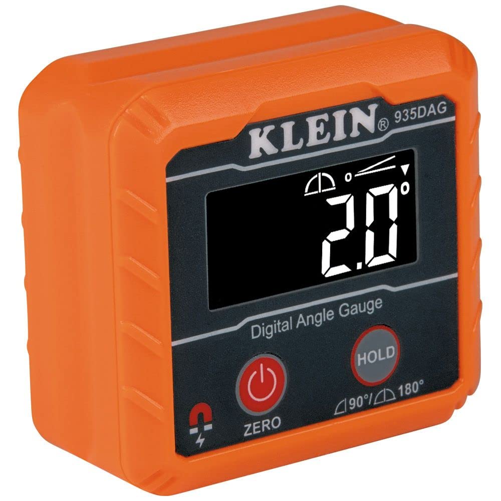 Klein Tools 935DAG Digital Electronic Level and Angle Gauge, Measures and Sets Angles & General Tools T-Bevel Gauge & Protractor - Digital Angle Finder with Full LCD Display & 8" Stainless Steel Blade