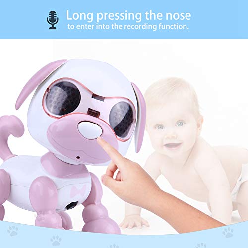 Robot Dog Toy, Electronic Robot Dog Pet Toy Smart Kids Interactive Walking Sound Puppy with LED Light Educational Toy Gift for Kids Children(Pink)
