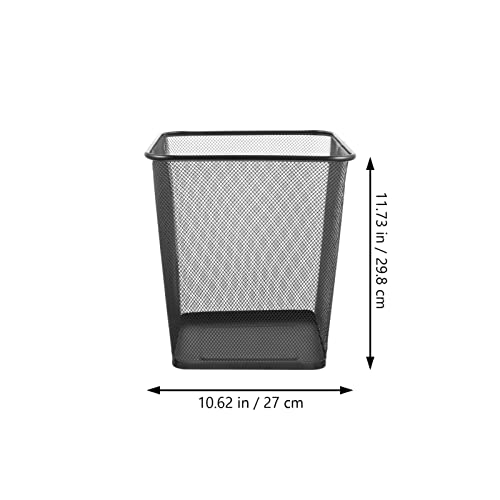 Metal Trash Bin Square Metal Wire Mesh Waste Basket Garbage Trash Can Mesh Waste Paper Bin Waste Basket for Kitchen Home Office Dorm Room Living Room Desk Bedroom L
