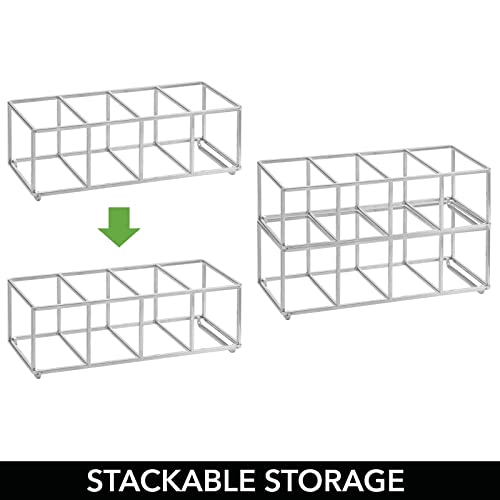 mDesign Stackable, Metal Geometric Free-Standing Water Bottle and Wine Rack Storage Organizer for Kitchen Countertops, Pantry, Fridge - Holds 8 Bottles - 2 Pack - Chrome