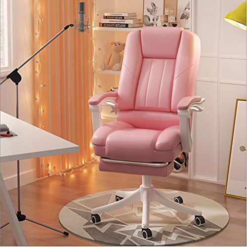 Ergonomic Executive Office Chair Artificial Leather High-Back Desk Chair with Lumbar Support Armrest Swivel Task Chair Desk Chairs (Color : Off-White)