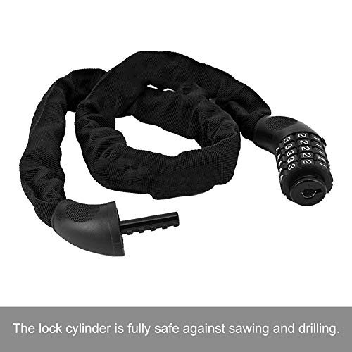 Haowecib Steel Chain Lock, Security Bike Lock High Sensitivity Universal 5-Digit for Bicycles for Motorcycles(Black)