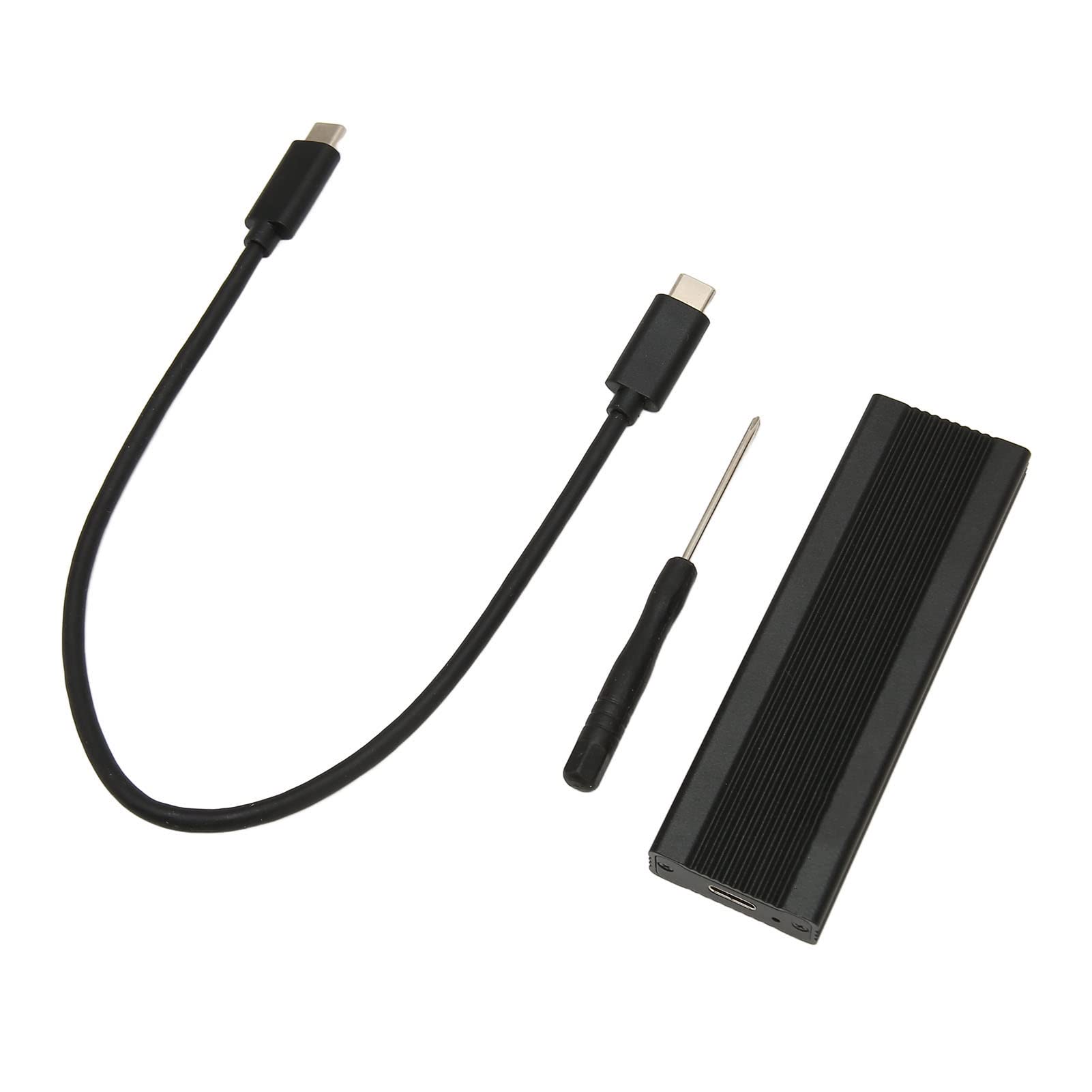 M.2 NVME SSD Enclosure, Slim Design Dual Protocol High Speed 10Gbps SATA SSD Enclosure Plug and Play for 2260mm (Black with C Cable)