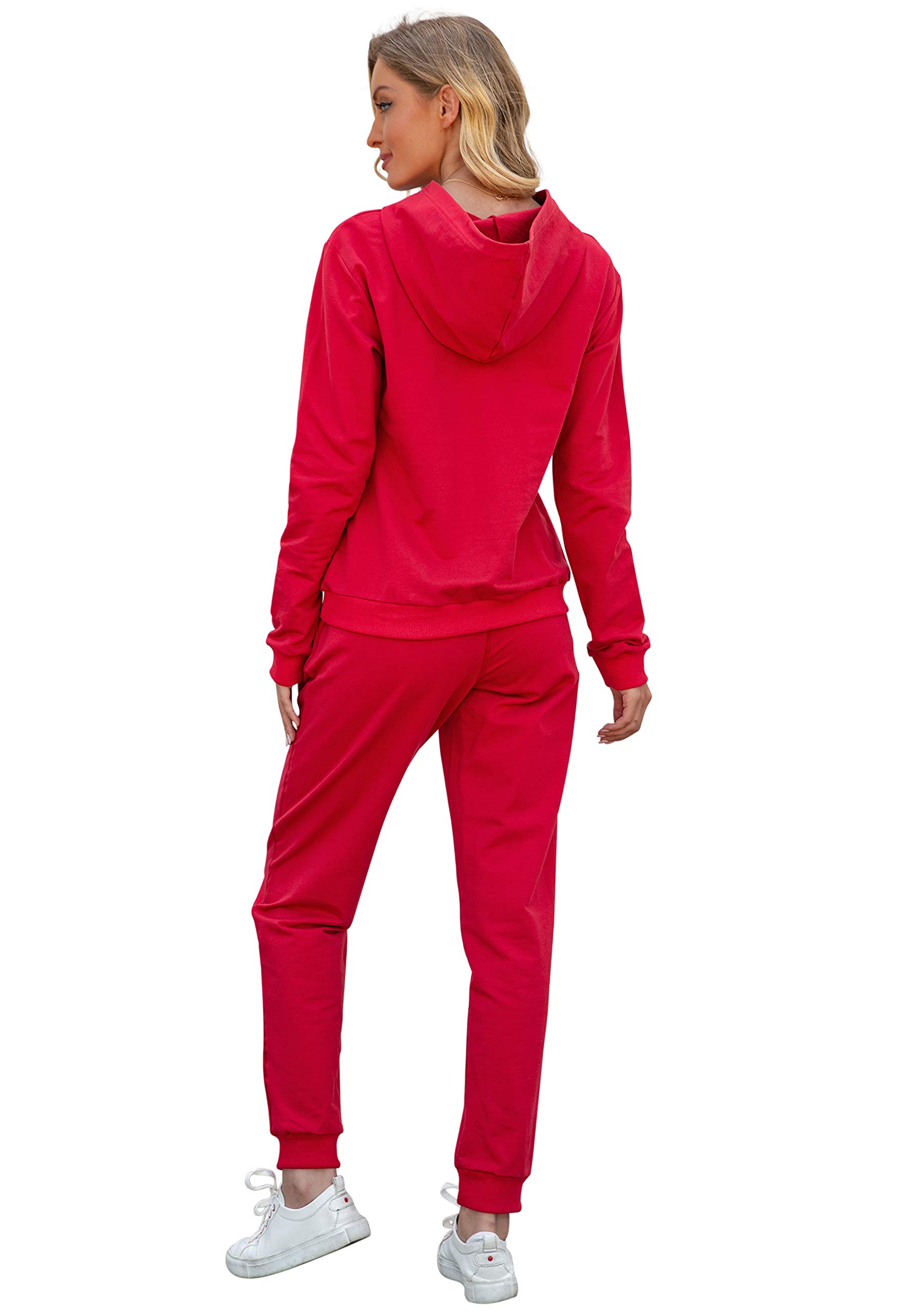 GUANYY Women’s 2 Piece Outfits Casual Sweatsuits Pants Set, Wine Red, Size Small