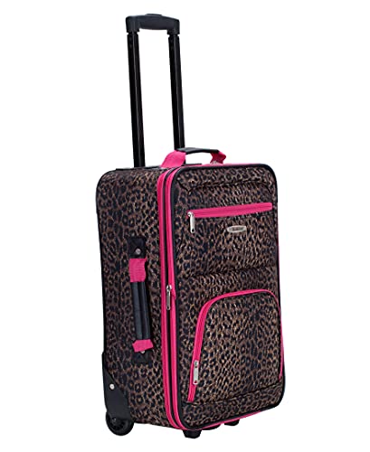 Rockland Jungle Softside Upright Luggage, Pink Leopard, 4-Piece Set (14/29/24/28)