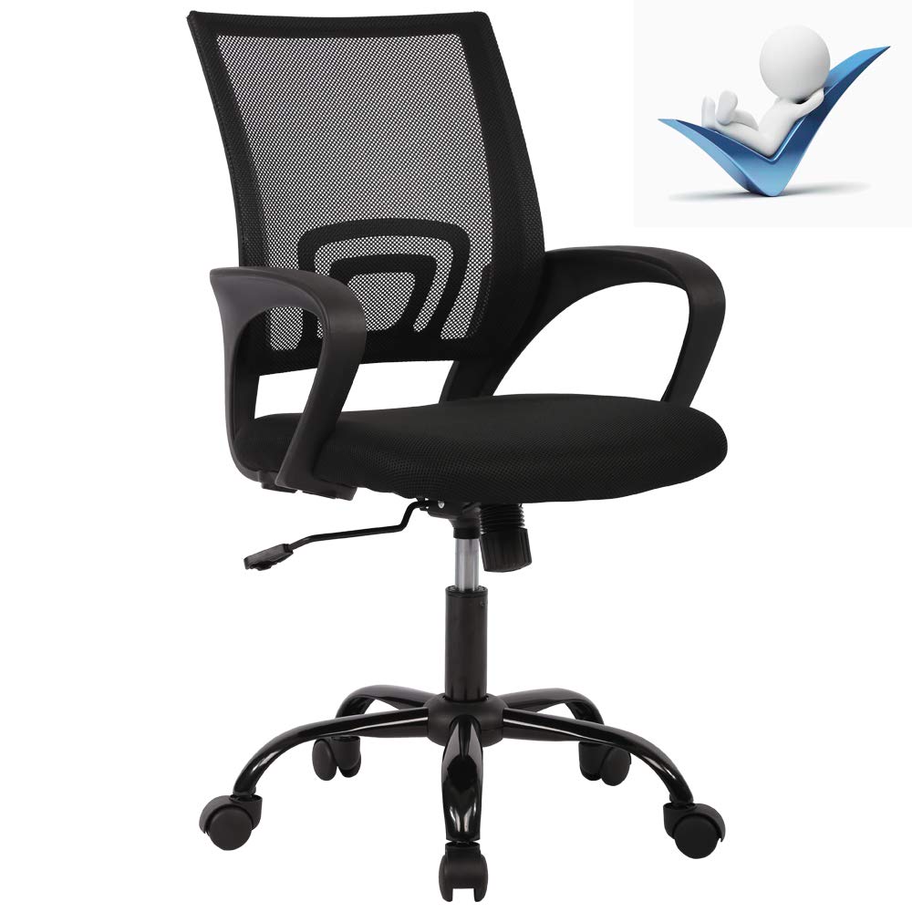 Ergonomic Office Chair,Mid Back Home Office Chair Mesh Office Chair with Lumbar Support Adjustable Computer Chair Task Rolling Swivel Chair Pink Desk Chair with Arms for Working,Meeting