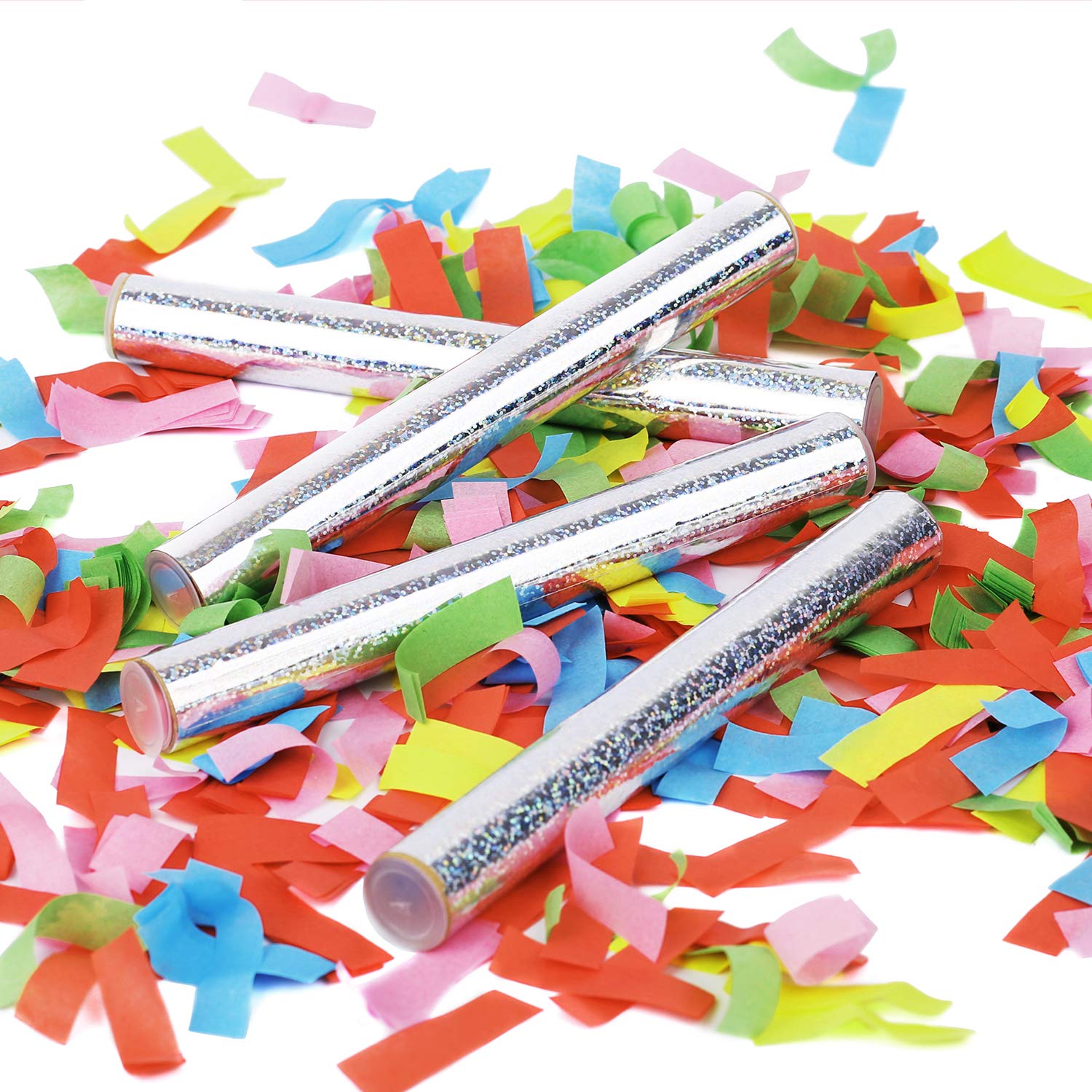 FameFame 10Pack Confetti Wands, Tissue Paper Flick Flutter Sticks for Wedding Celebrations, Anniversary, Birthday Party, Colorful, 7.8inch Confetti Popper