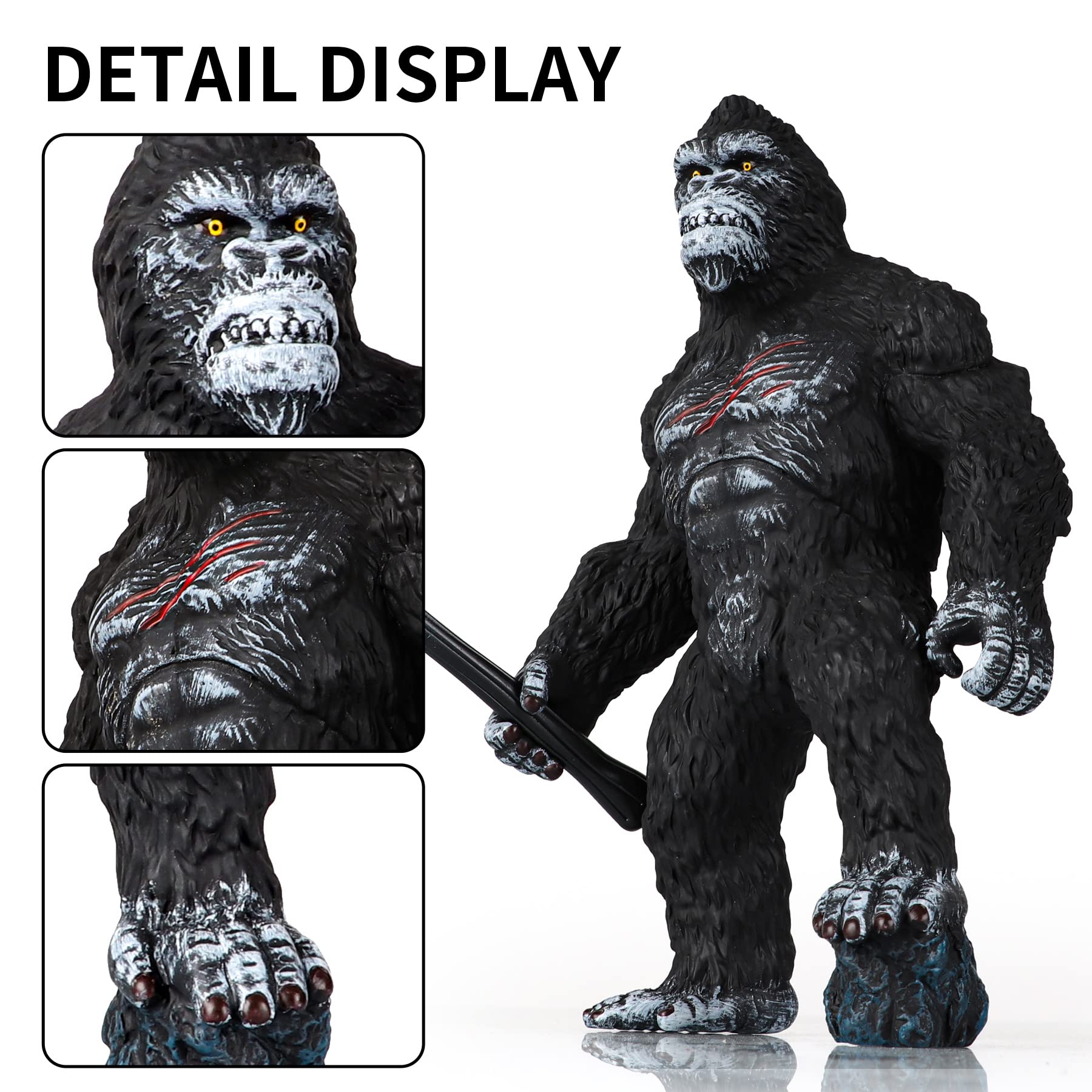 Happy dream King Kong Gorilla Realistic Action Figure Toy Movie 2021 Detachable Tomahawk Weapon Chimpanzee Simulation Model Collection Decoration Gift