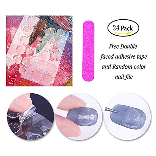 Outyua Medium Snake Press on Nails Black&White Fake Nails Matte Almond False Nails with Designs Stick on Nails Tips for Women and Girls 24Pcs (Snake)