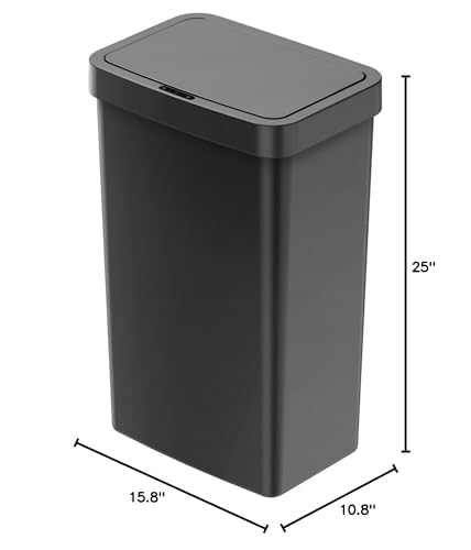 SPABOY 13.2 Gallon Trash Can, Plastic Motion Sensor Kitchen Trash Can, Black, KYH-003