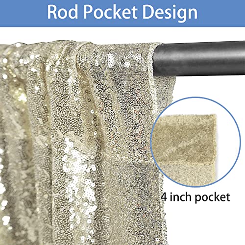 Hahuho Champagne Sequin Backdrop Curtain, 4PCS 2FTx8FT Glitter Backdrop Curtain for Parties, Christmas, Wedding, Party Decoration(4 Panels, 2FT x 8FT, Champagne
