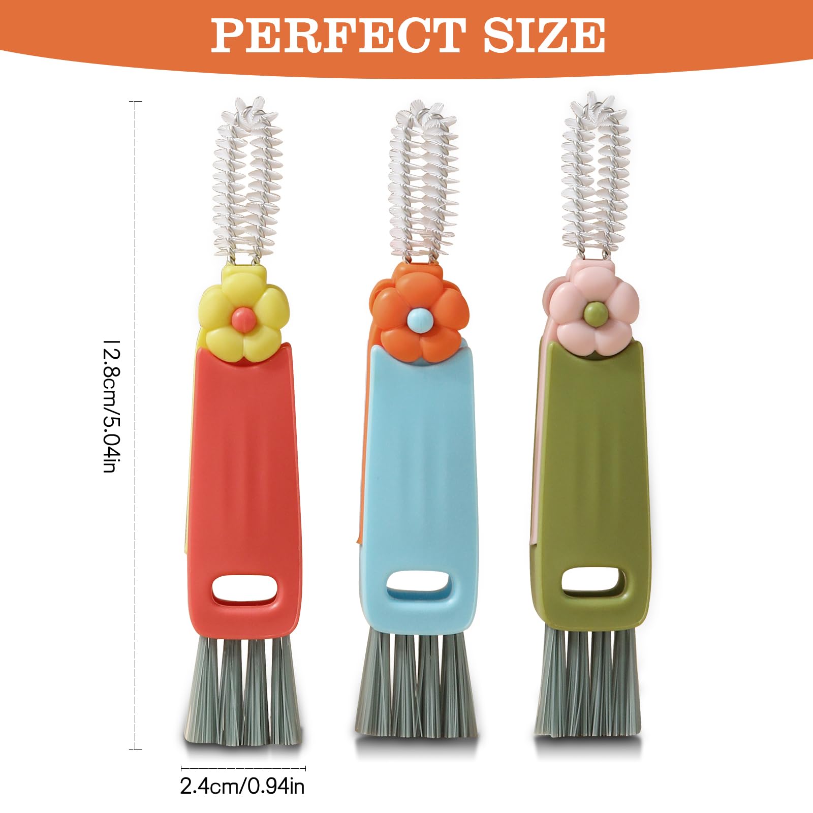 Ieesspd 3 in 1 Cup Lid Cleaning Brush Set - Multi-Functional, Efficient and Durable Brushes for Bottle Gap, Tight Spaces Cup and Portable Cup，Lid Cleaner with Brush(3 Pcs)