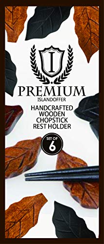 Islandoffer Handcrafted Wooden Chopstick Rest Spoon Fork Knife Holder leaf Designed, Set of 6