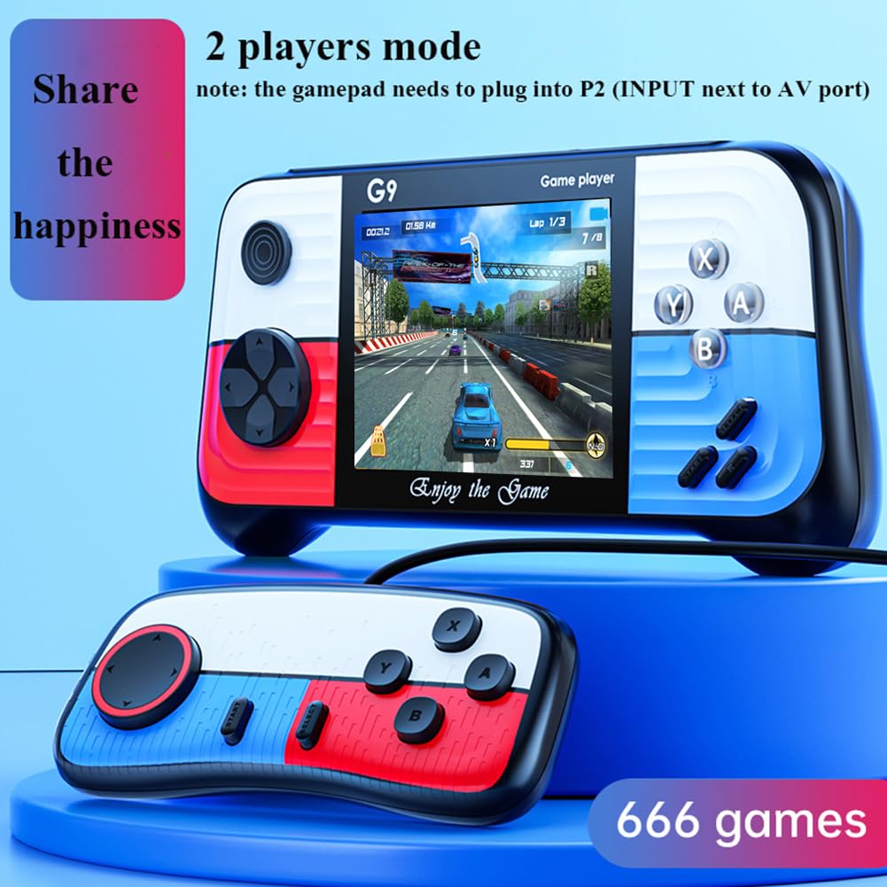 KJArrow Handheld Games for Kids Video Game Player with Built-in Games, Mini Game Console 3.0 Inch LCD Screen1020mAh Battery, Gift for Children Support 2 Players and TV
