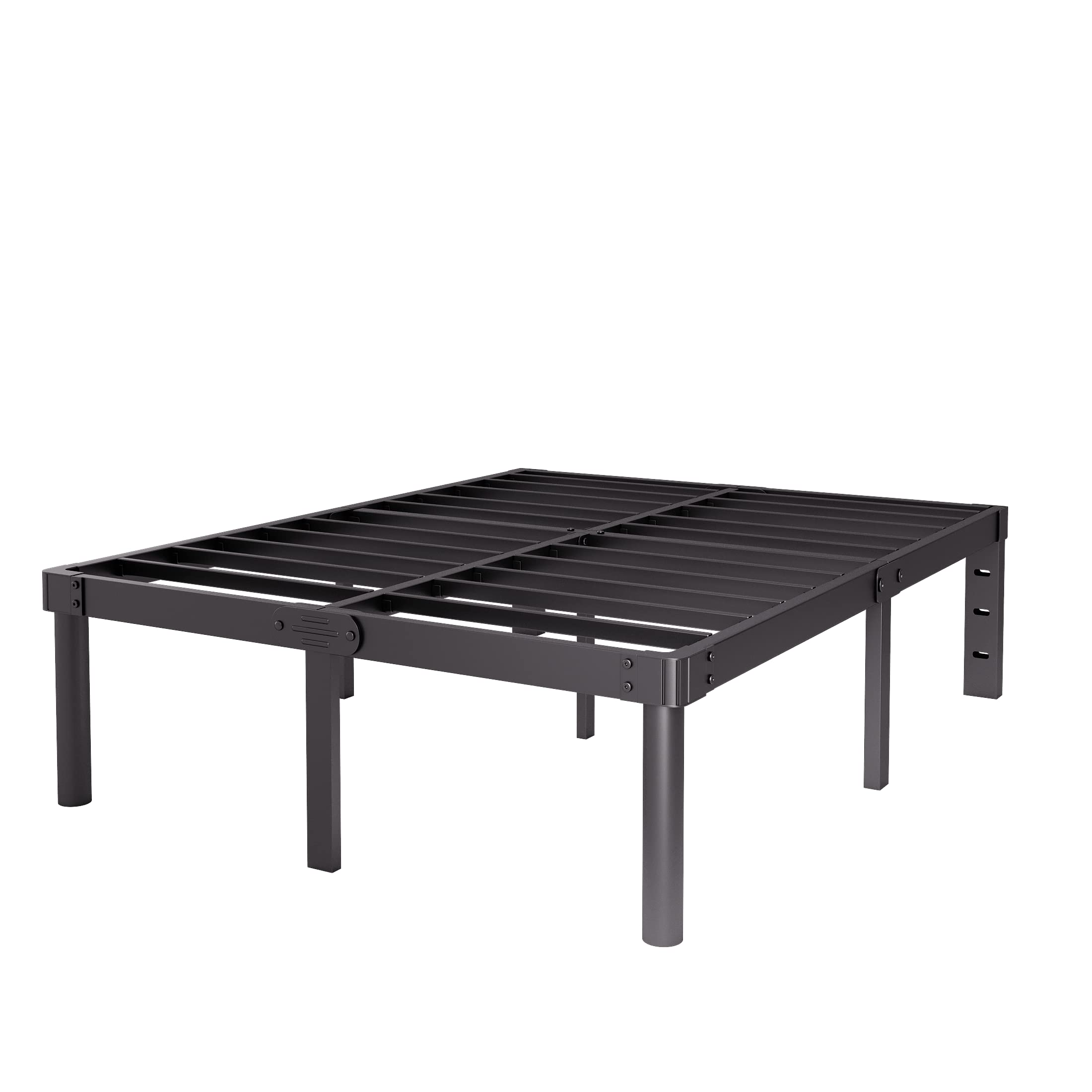 FDLOGW Queen Bed Frame, 12 Inch Queen-Size Bed Frames with Round-Corner Leg, Heavy Duty Steel Slat Mattress Foundation, Easy Assembly, Noise-Free, No Box Spring Needed