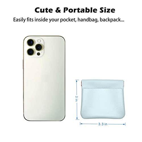 VOFOON [Upgrade] Leather Mini Squeeze Coin Purse, Small Jewelry Pouch Leather Travel Bag Coin Holder For Men/Women 2/4 Pack