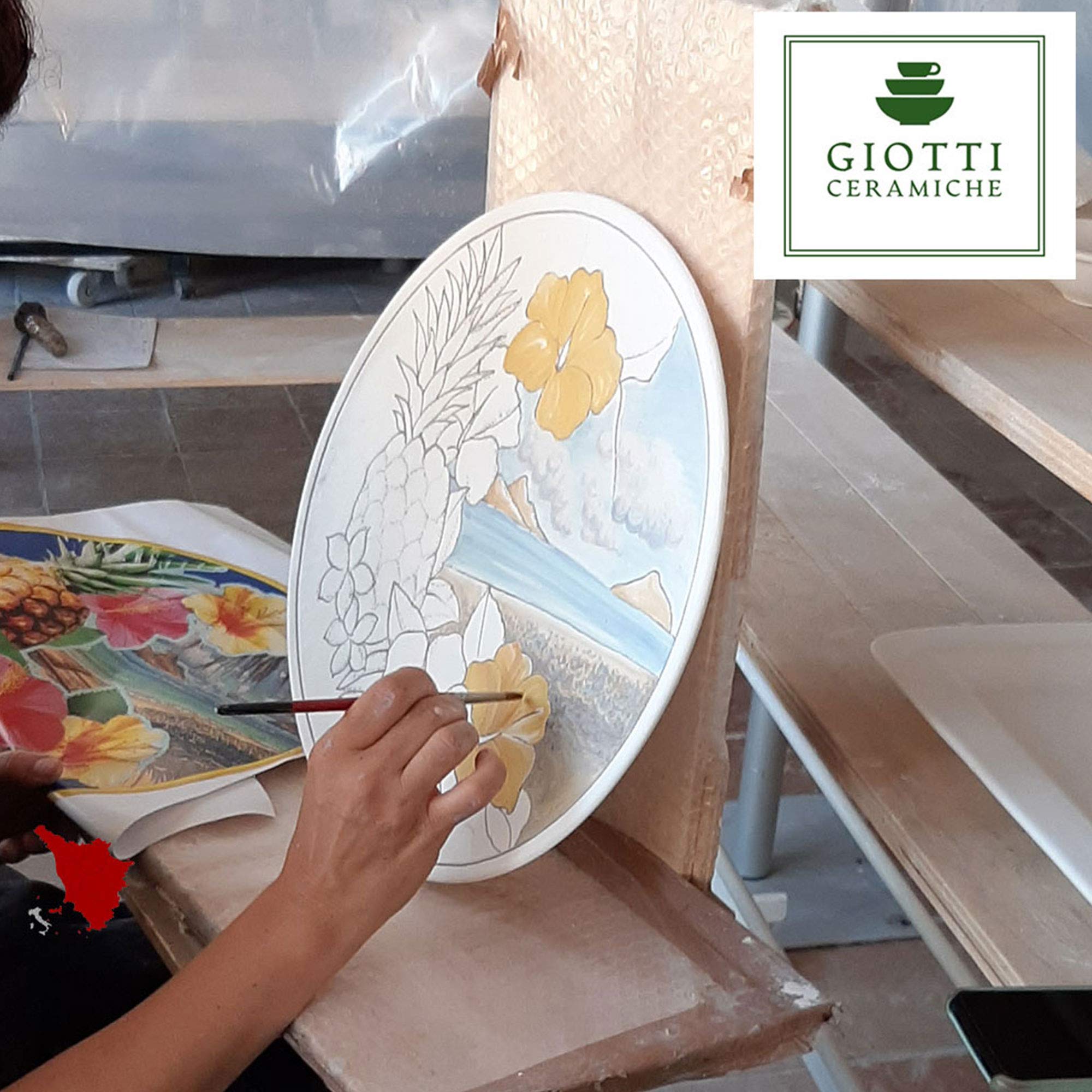 Italian Ceramic dinnerware set - Hand Painted kitchen Dishes sets for 6 - Made in ITALY Tuscany - Italian Pottery dinner plates - Home Decor Lemons Ceramics dishes set - Service For 6
