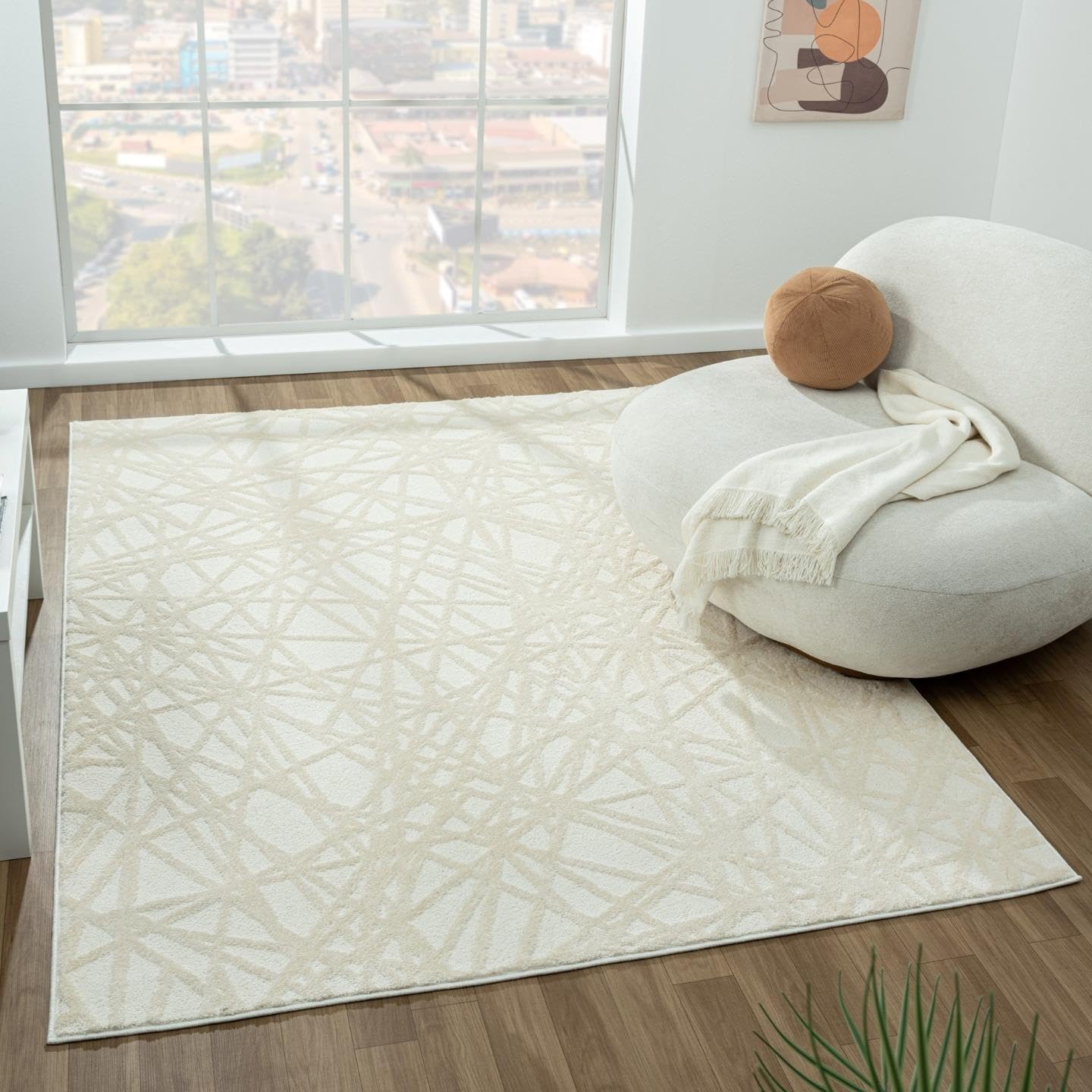 LUXE WEAVERS Jasper Collection 689 Cream 8x10 Modern Abstract Area Rug