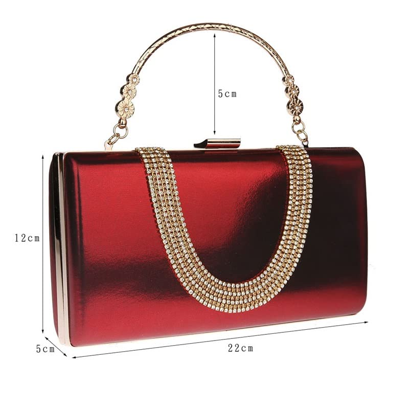 KLHDGFD Ladies Evening Party Hand Bag Wedding Party Rhinestone Purse and Tote PU Leather Chain Shoulder Bag (Color : E, Size : As Shown)