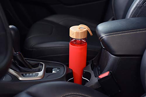 Yomious 20 Oz Borosilicate Glass Water Bottle with Bamboo Lid and Silicone Sleeve β Reusable BPA Free β Glass Drinking Bottle with Lids - Cute Glass Bottle for Women - Glass Shaker Bottle