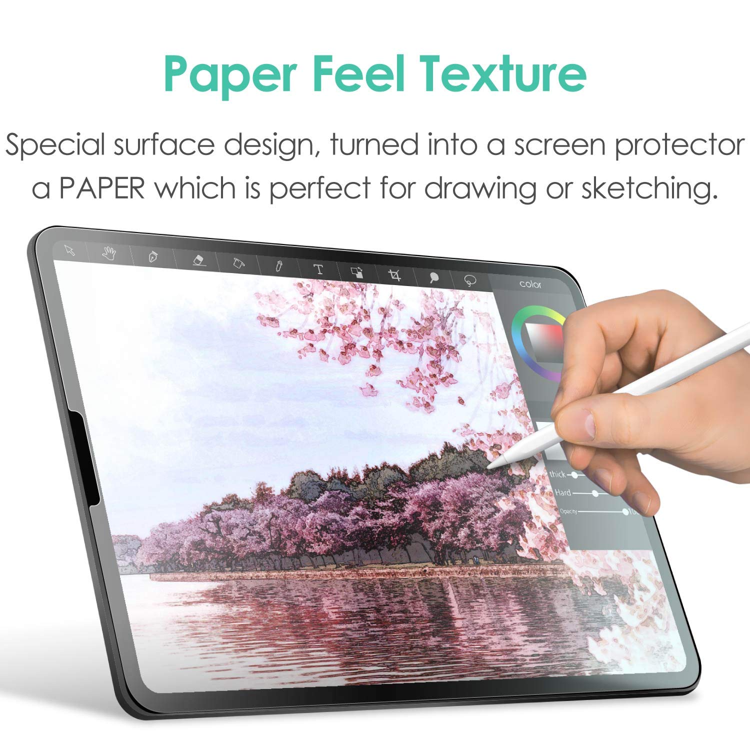 ELECOM Pencil-Feel Screen Protector Designed for Drawing, Anti-Glare Scratch-Resistant Bubble-Free, Compatible with 12.9" iPad Pro 2018/2020 (TB-A18LFLAPLL)