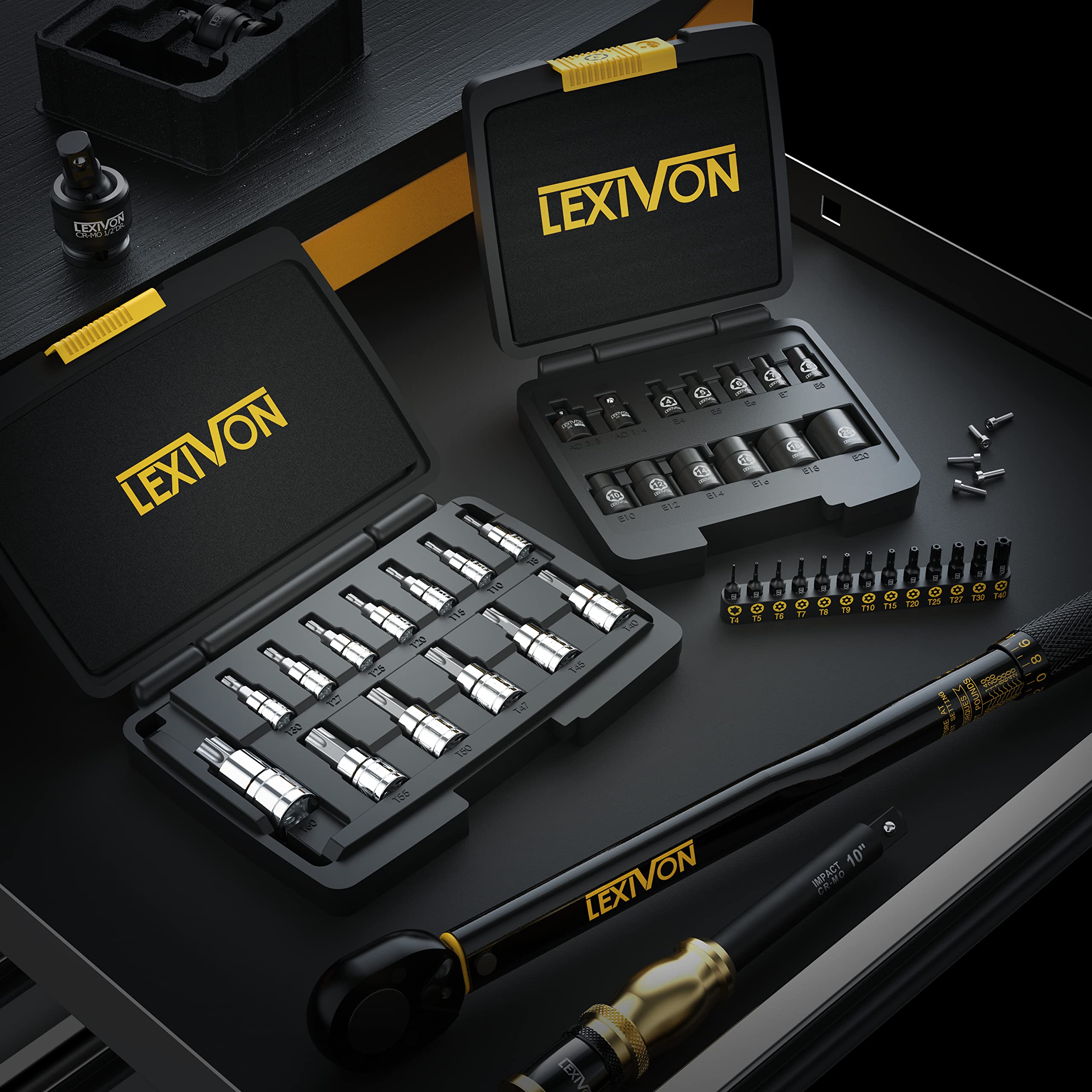LEXIVON Tamper Proof Torx Bit Set, Premium S2 Alloy Steel | 13-Piece Security Star Bits, T4 - T40 | Precision CNC Machined (LX-301)