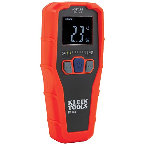 Klein Tools IR5 Dual Laser 12:1 Infrared Thermometer & ET140 Pinless Moisture Meter for Non-Destructive Moisture Detection in Drywall, Wood, and Masonry; Detects up to 3/4-Inch Below Surface