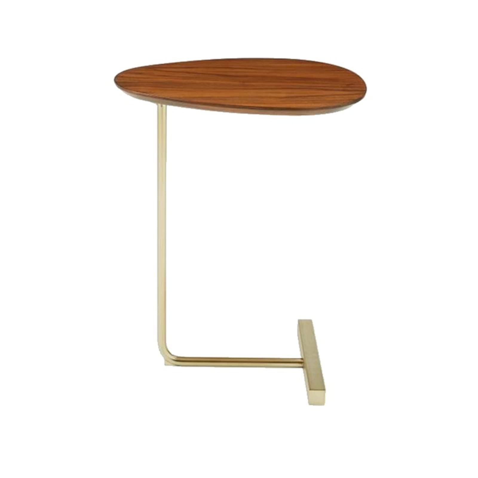 EYCIYC Oval Side Table, Sofa End Table, C Shaped Coffee Table with Wooden Top & Metal Legs Small Bedside Table for Living Room and Bedroom(Size:45 * 30 * 60CM)